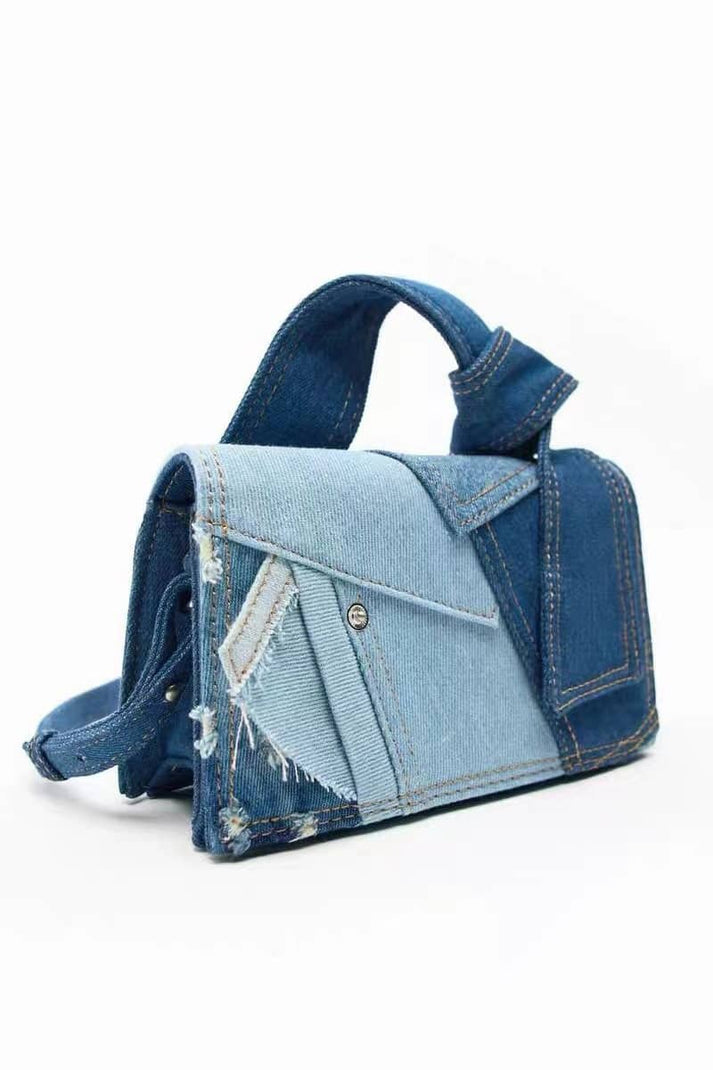 Saxophone Small Parts denim square bag casual shoulder DarkBlue YonPop