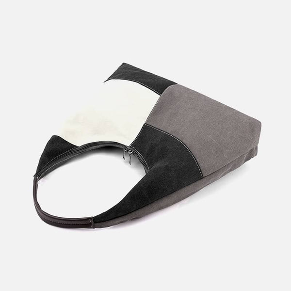 Plastic Canvas color block bag Gray White YonPop