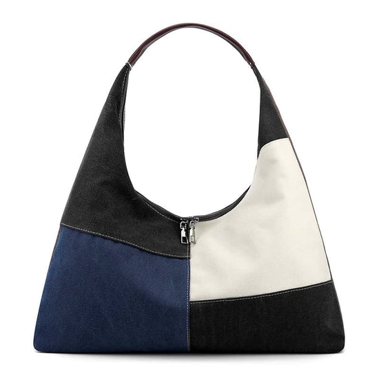 Plastic Canvas color block bag Gray White YonPop