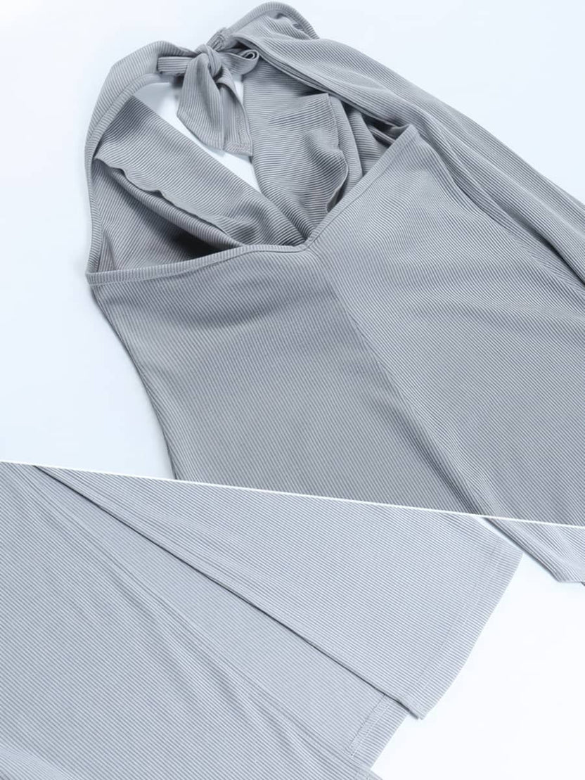 Open Back Halter Neck Collar Dress